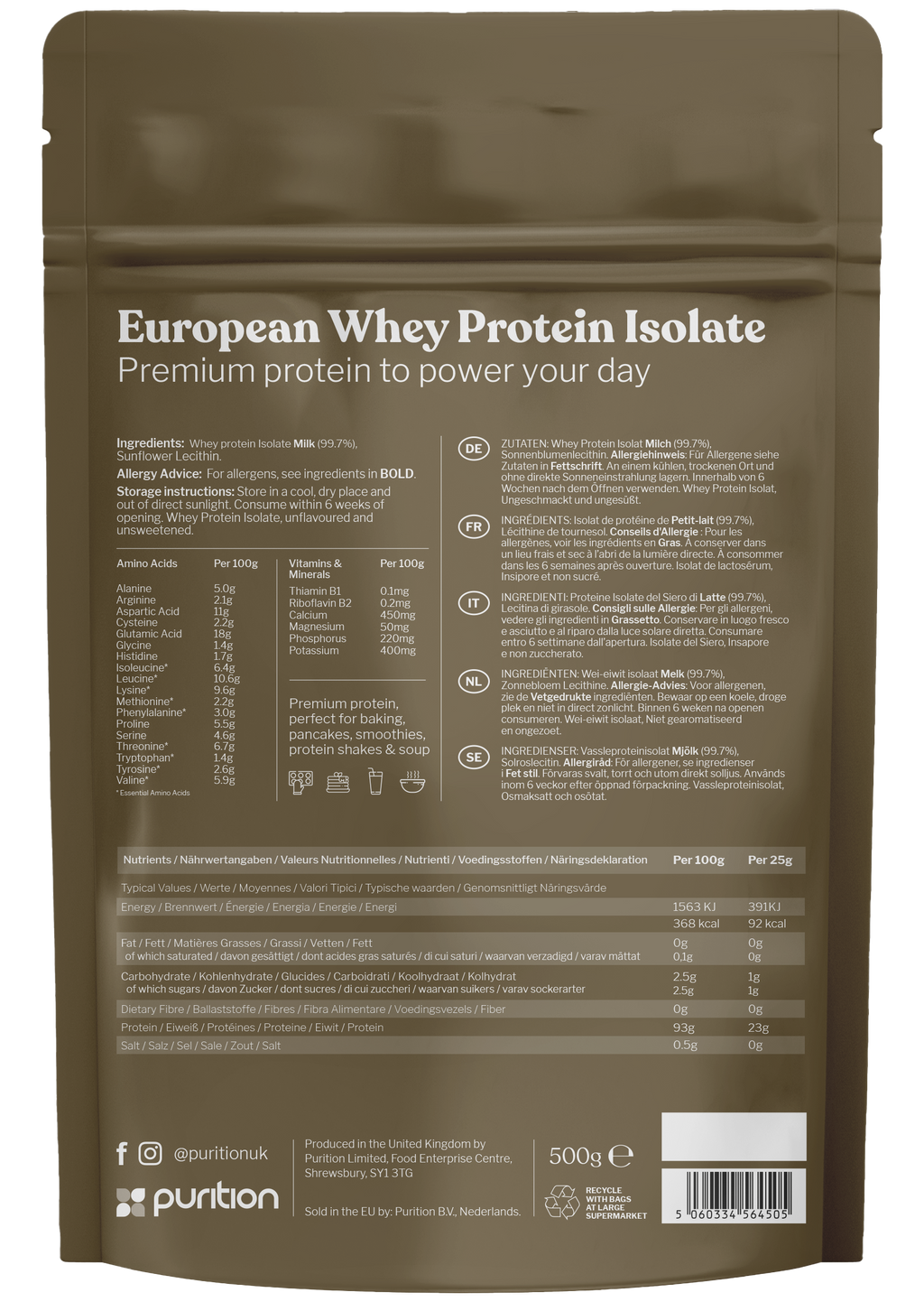 Whey Protein Isolate – 93% Protein from Grass-Fed Irish Milk | Purition ...